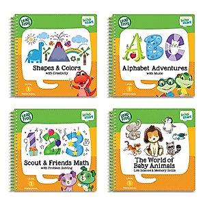 LeapFrog LeapStart Preschool 4-in-1 Activity Book Bundle with ABC, Shapes & Colors, Math, Animals