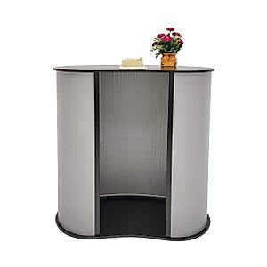 36.4" Tall X 35.6" Wide X 17" Deep Portable Lightweight Tradeshow Podium Lectern Pulpit Economy Event Party Wedding White Or Black Easy to Carry Speaker Organizer Table Countertop 15111-NF