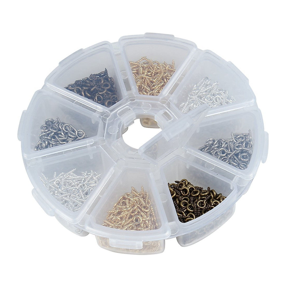 Linsoir Beads Metal Screw Eye Pins Hooks 4X10mm Heavy Duty Screw Eye Pins for DIY Jewelry Making Mixed Colors Plated Eye Bolt Arts & Crafts Project 200 Pcs/lot