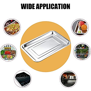 Utoolmart Grill Pan, 320mmx220mm Stainless Steel Baking Sheet Pan, Thickened Barbecue Grilling Plate for Small or Delicate Foods 1Pcs