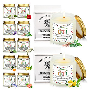 MTLEE 10 Pcs Christmas Scented Candles Gift Set 3.5 oz Soy Wax Candles Jar Christmas Light Sign Thank You Gift Candle Coworker Appreciation Gift for Employee Teacher Nurse Volunteer