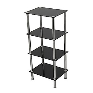 AVF S44-A Small 4 Tier Shelving Unit in Black Glass & Chrome