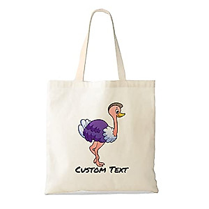 Dancinggoods Personalized Ostrich Cotton Tote Bag with handle for Animals Lovers Series 3, Canvas Bag