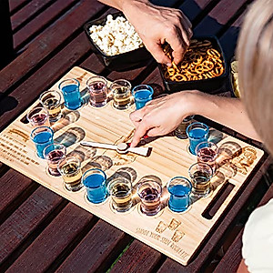 PURE RESULTZ Shoot Your Shot Roulette - 18 Shot Glass Holder Set with Easy Carry Handles for Serving Tequila, Vodka, Whiskey, and Cocktails. (18 Shot Glasses Included)