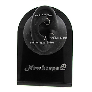 NewkeepsR 3PCS-0.8mm(20g) Nose Hoop Seamless Small Tiny Rings, 316L Steel Hinged Clicker Segment Cartilage Tragus Earrings-5/6/7mm