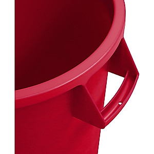 SPARTA Bronco Waste Container Trash Container, Round Trash Bin for Disposal, 10 Gallons, Red, (Pack of 6)