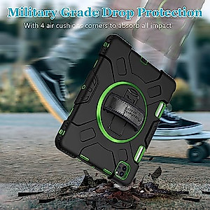 Case for iPad Pro 11 Inch 2022/2021/ 2020/2018: Military-Grade Silicone Cover for iPad 11 Inch 4th/ 3rd/ 2nd/ 1st/ Generation with Stand- Handle- Shoulder Strap- Pencil Holder