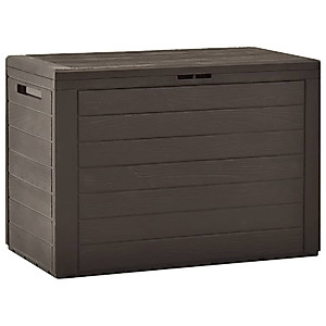 Tidyard Deck Box, 50.2 Gallon Indoor Outdoor Lockable Storage Container, Backyard Storage Box Brown for Garden Tools, Pool Supplies, Patio Cushions, Pillows, Blankets