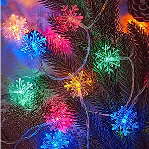 Led Snowflake Waterproof Indoor Snow Light Outdoor Lights 33FT 50 LED Lights for New Year Christmas Party Birthday Wedding Use in Living Room Bedroom Garden Roof Eaves Colorful