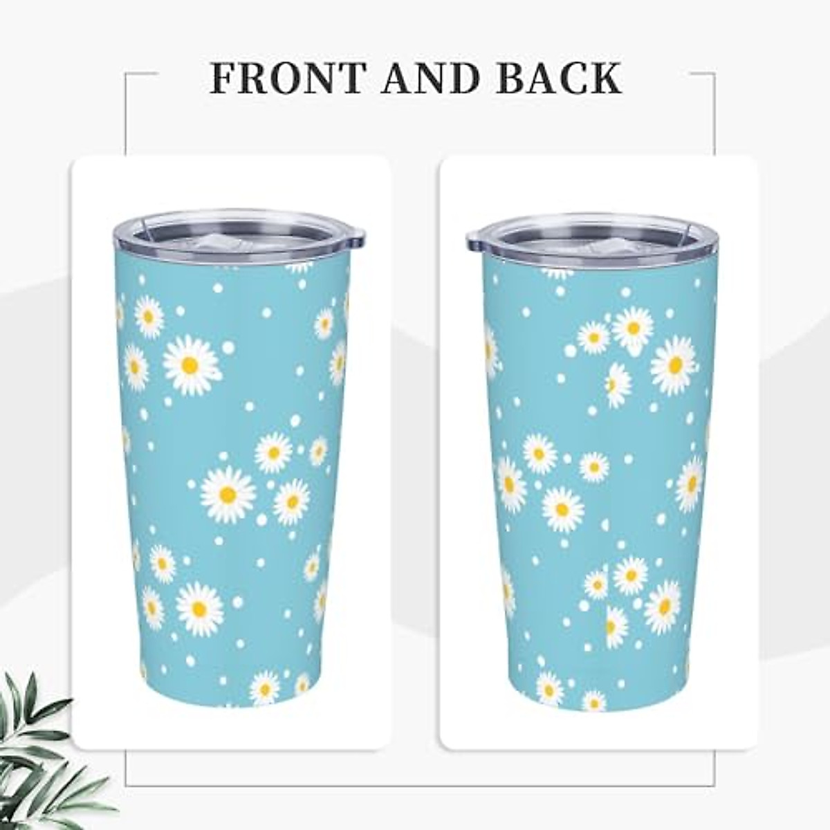 20oz Tumbler Splendid Little Daisy Double Wall Vacuum Insulated Coffee Mug with Lid and Metal Straw Brush Reusable Stainless Steel Water Bottle Travel Cup Gifts for Car Ice Drinks Hot Beverage