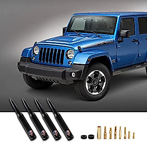 TimNas 1 PC Car Truck Bullet Antenna, Skull American Flag Pattern Antenna for GM Chevy Silverado 1500 2500 3500 HD Avalanche GMC Sierra 1500 2500 3500 Denali Heavy Duty Vehicle Accessories (Black)