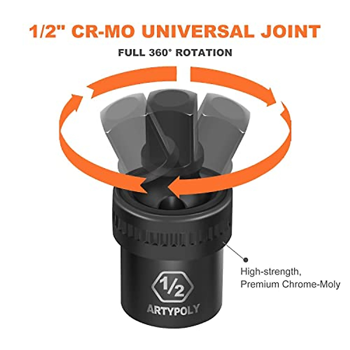 ARTIPOLY 3/8in Impact Socket Set, 6-Point Deep and Shallow Socket Set, 48 Piece Standard SAE and Metric from 5/16in to 3/4in and 8mm to 22mm,Cr-V Steel Mechanic Socket Kit