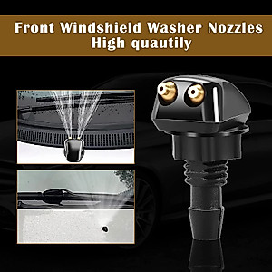 Yonput 2 PCS Front Windshield Washer Nozzle, Universal Car Front Windshield Wiper Washer Sprayer Nozzle Replacement for Ford Honda Chrysler Subaru BMW Buick Chevrolet Dodge (Black)