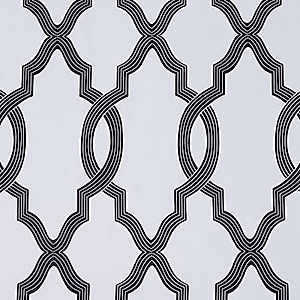 UGOUTRY Black White 84 Inch Long Full Blackout Curtains for Bedroom, Thermal Insulated Grommet Window Treatments, Geometric Patterned Drapes 2 Panels, 52'' W