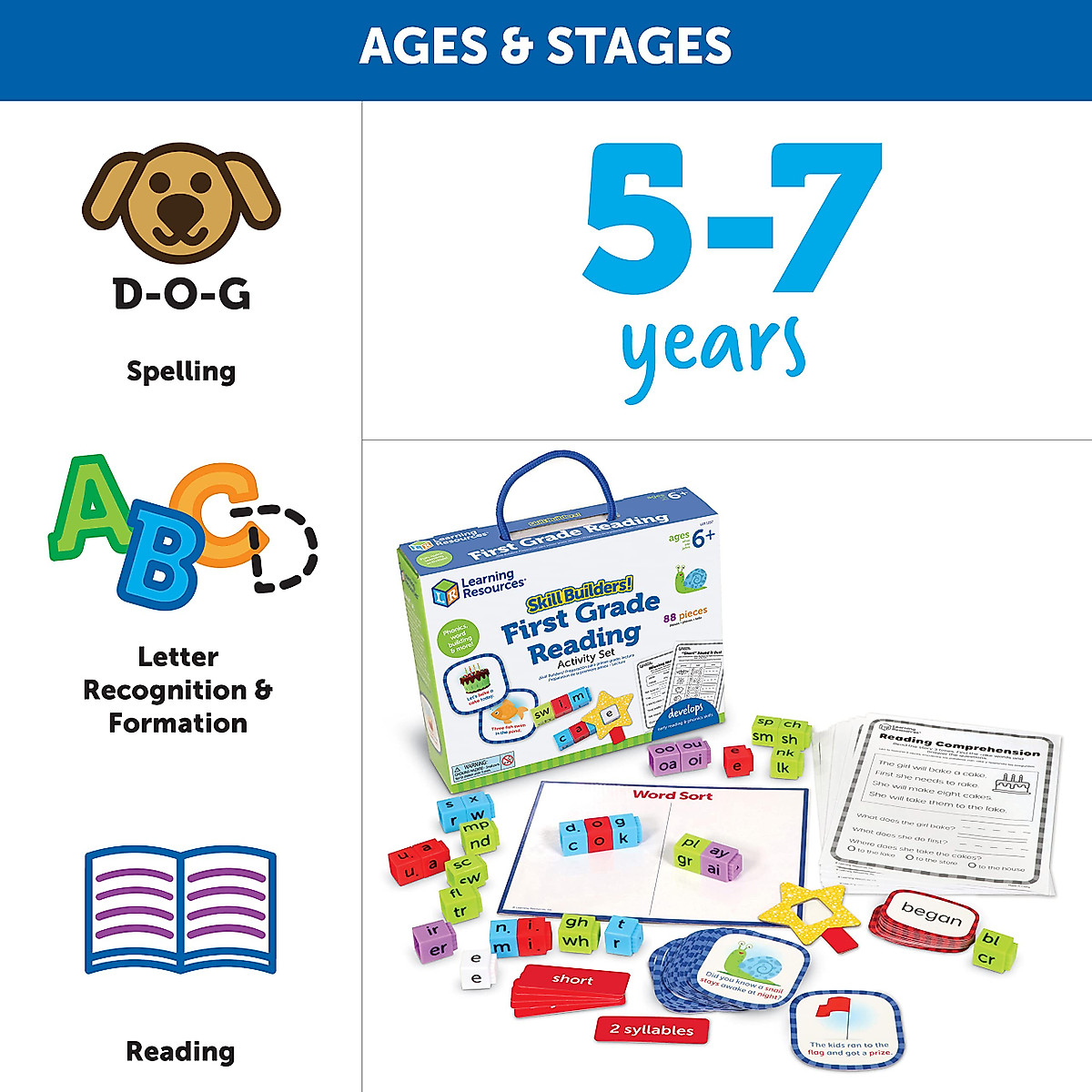 Learning Resources Skill Builders! 1st Grade Reading, Homeschool, Curriculum First Grade, Learning Games, First Grade, Learning Materials, 88 Pieces, Age 6+