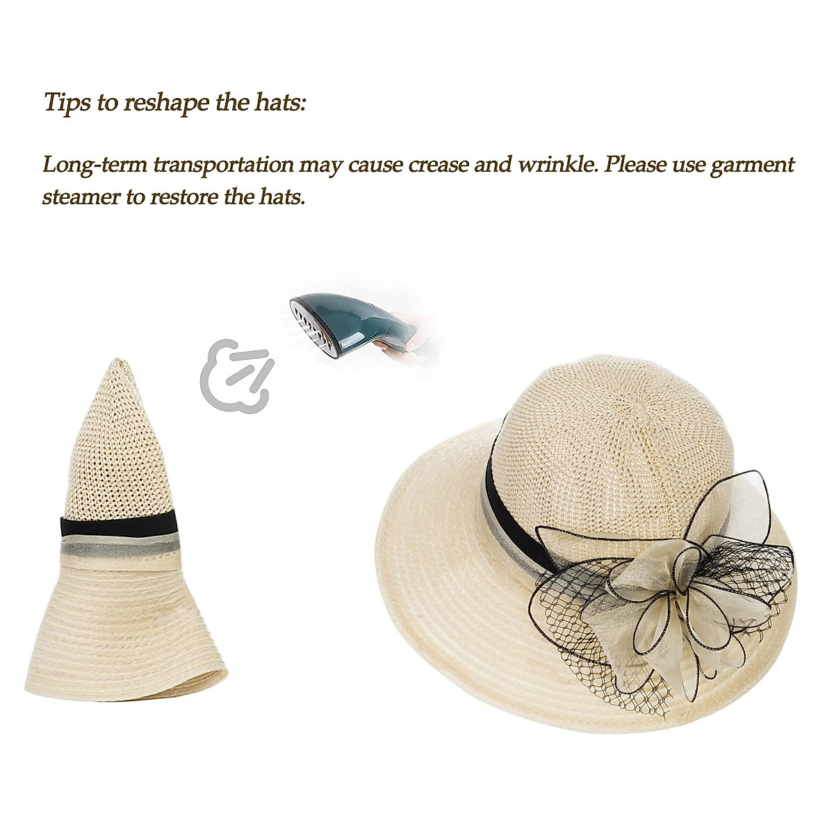 Women Kentucky Organza Derby Hat - Bridal Wedding Church Tea Party Wide Brim Summer Sun Cap Beige