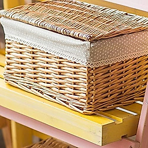 UXZDX Rattan Clothes Woven Storage Basket Cosmetic Storage Box, Storage Box Household Basket with Lid