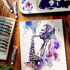 PHOENIX Watercolor Stretched Canvases, 10x20 Inch/4 Pack - 8 Oz, 3/4 Inch Profile, 100% Cotton Triple Primed White Blank Canvases for Watercolor, Acrylic, Gouache, Tempera, Crafts & Pouring Art