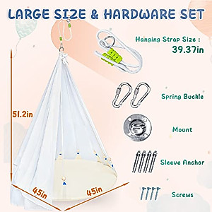 Saucer Swing for Kids, 45 Inch Swing Chair, Outdoor Tree Swing, Indoor Nest Swing Tent with Silky Veil,Disc Swing Set for Backyard,Playground, 500 Lbs Capacity, Beige