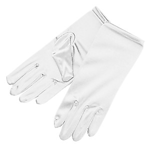 ZAZA BRIDAL Shiny Stretch Satin Dress Gloves Wrist Length 2BL-White
