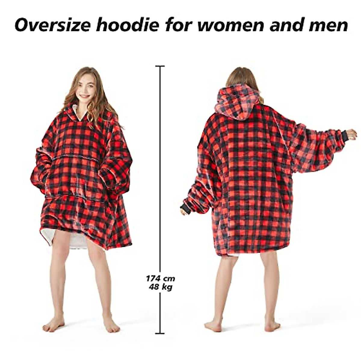Homemate Wearable Blanket Hoodie, Cute and Funny Patterns Oversized Hoodie Sweatshirt Blanket for Adults Women Men，Cozy，Warm，Fuzzy Hoodie Blanket