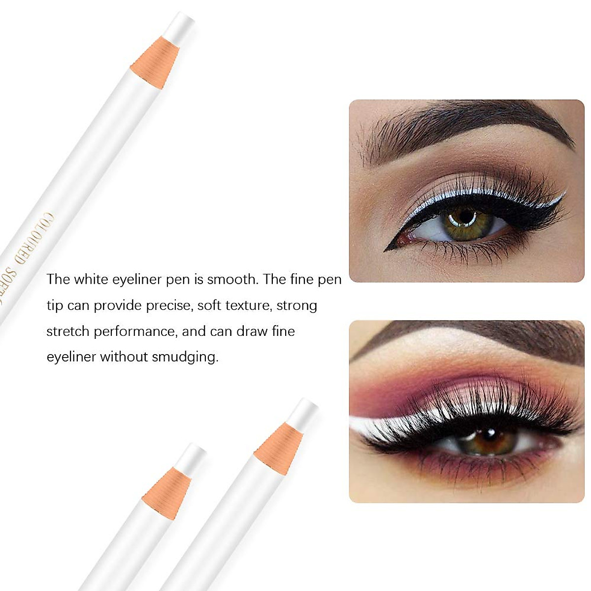 Ownest 3 Pcs Microblading White Eyeliner Eyebrow Pencil,Smooth Draw Eyeliner Eyebrow Peel-off Pencil Waterproof Marker Eye Liner Eyebrow Pencil Permanent Makeup,with 10 Eyebrow Trimming Blade
