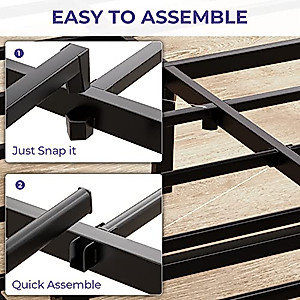 GreenForest King Size Bed Frame with Headboard Easy Assemble, 14 inch Heavy Duty Metal Platform Bed Base with Storage No Box Spring Needed Mattress Foundation, Noise Free, Black