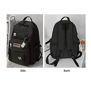 HIQUAY High School Backpack for Teens Large Capacity Backpack with Mesh Pocket and Cute Pendant for College Students - Grey