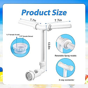 SAVITA Pool Fountain, Adjustable Water Fountain Dual Spray Swimming Pool Fountain with Adapter for Outdoor Inground and Above Ground Pools for 1.5/2.2inch Return Sprinklers