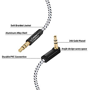 CableCreation 3.5mm Audio Cable [2-Pack 3Feet], Stereo Jack 3.5mm Aux Cable 90 Degree Compatible with Headphone, Phone, 2018 Mac Mini,Surface Dock, iPhones, Car Stereo & More