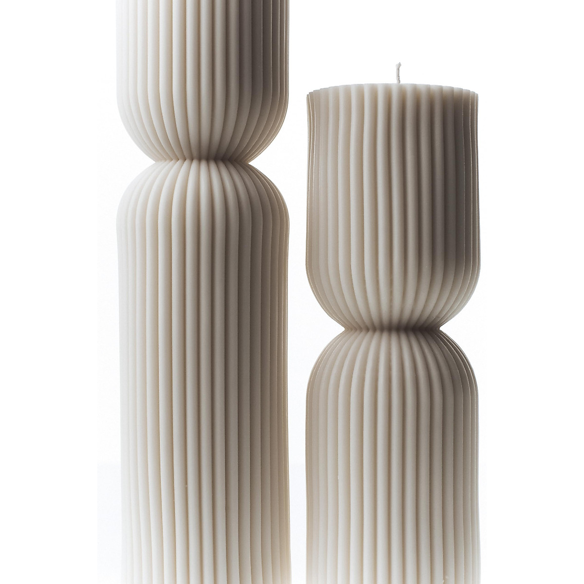 LAWA Hourglass Pillar Candle - Large Beautiful Handmade Pillar Scented Soy Wax Candle Elegant Bubble Aesthetic Candle Housewarming Gift Home Room Shelf Decor Idea White (Set of 2)