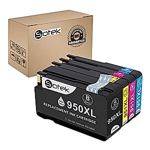Sotek Compatible Ink Cartridge Replacement for HP 950XL 951XL 950 951 High Yield, Work for Officejet Pro 8610 8600 8615 8620 8625 8630 (BK/C/M/Y, 4-Pack)