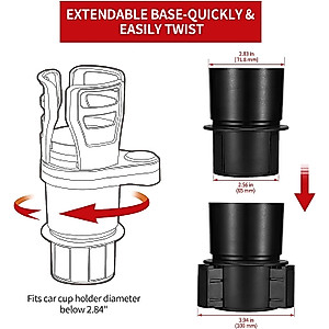 Cup Holder Expander for Car with Car Coasters 4 pcs,THIS HILL 2 in 1 Multifunctional Car Cup Holder Extender Adapter with Adjustable Base for Snack Bottles Cups Drinks,Non-Slip