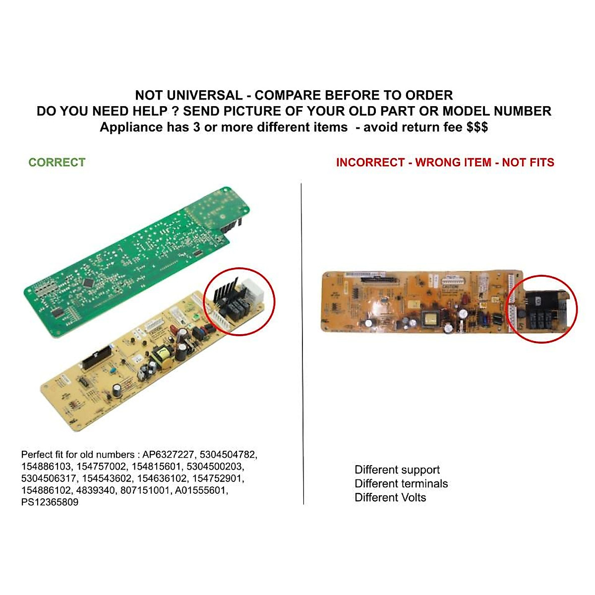 GLOB PRO SOLUTIONS AP6327227 PS12365809 EAP12365809 PD00042338 CKD3455 Control Board