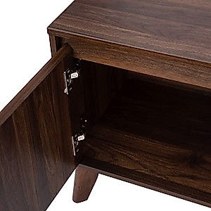 Flash Furniture Hatfield Mid-Century Modern TV Stand For 65+ Inch TV's - Walnut Laminate Finish - 70 Inch Media Center - Adjustable Center Shelf - Soft Close Doors,Dark Walnut