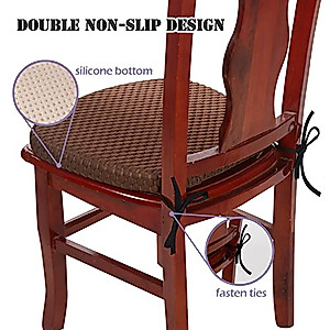 Big Hippo Kitchen Chair Pads Chair Cushion for Dining Chairs,Memory Foam Indoor Seat Cushion Wooden Metal Chair Cushions with Ties,Dining Seat Cushion with Machine Washable Cover,16" x 17", Brown