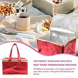 UPKOCH Cake Decorations Insulated Food Bag Cooler Bag Grocery Tote Insulation Bag Pizza Warmer Thermal Food Carrier for Hot and Cold Meal Red Insulated Bag