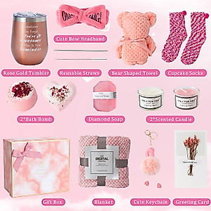 Birthday Gifts for Women,Pink Gifts Box for Women Gifts Basket Care Package Get Well Soon Gifts Relaxing Set Self Care Gifts Unique Gifts Box Birthday Presents Female Friendship Gifts Christmas Gifts