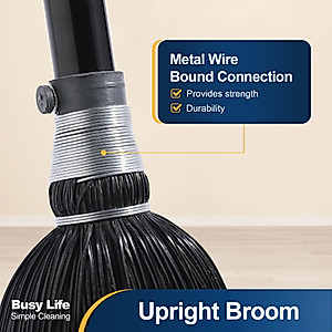 Yocada Heavy-Duty Broom Commercial Indoor Outdoor Broom 55.5 inch Tall for Courtyard Garage Lobby Mall Market Floor Home Office Leaves Stone Dust Rubbishb Black