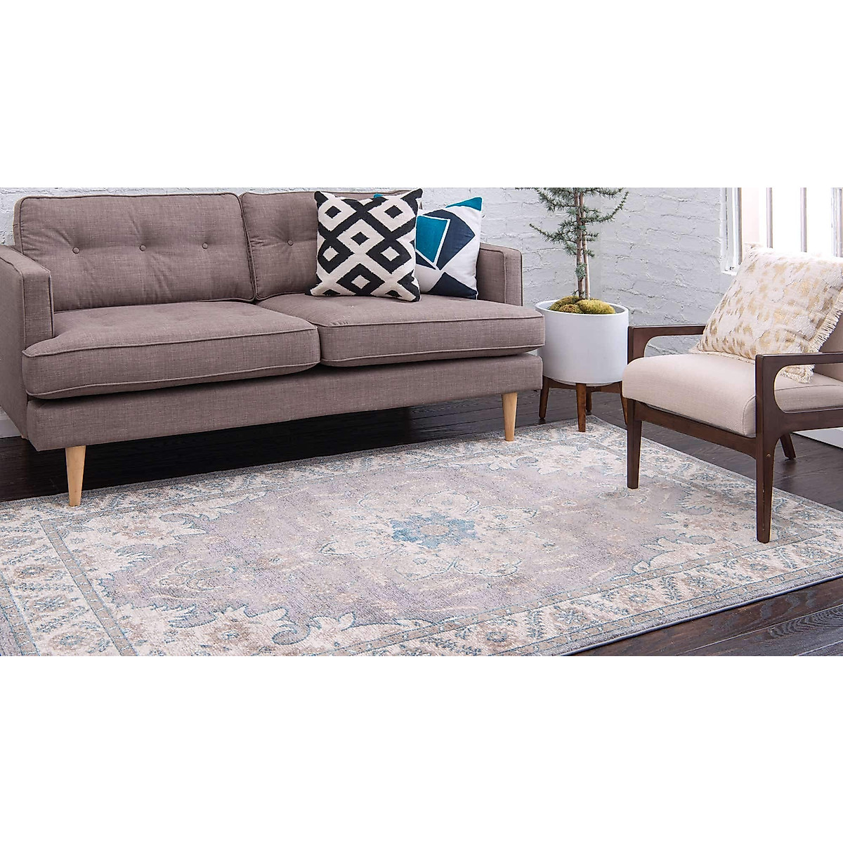 Unique Loom Salzburg Collection Classic Traditional Design Oriental Inspired Border Area Rug, 3 ft 3 in x 5 ft 3 in, Gray/Beige