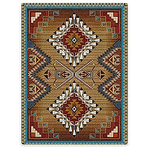 SXCHEN 50"x60" Blankets Plush Sofa Bed Throw Vintage Aztecs Native American Tribes Geometry