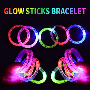 Glow In The Dark Party Supplies - 48 Pcs Light Up Toys For Adult Kids With 10 Finger Light,5 LED Glasses,20 Glow Sticks Bracelets,8 Glow Sticks ,5Headbands Fit Birthday New Year Eve Christmas