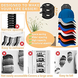 PHAIN 2 Pack Hat Organizer for Baseball Caps,Hat Rack for Wall, Compact Hat Storage Display Holder,Hold Up to 20 Hats,Hat Hanger Strong Adhesive/Wall Drilled for Door,Bedroom,Closet