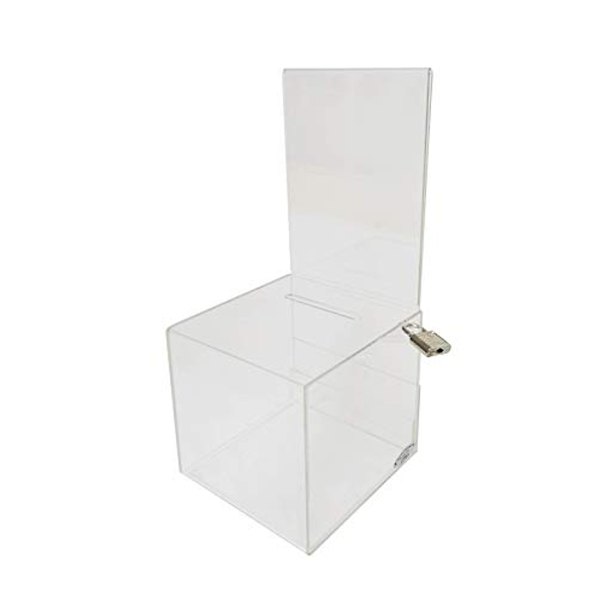 FixtureDisplays® 4.25 X 4.25 X 9.9" Small Acrylic Plexiglass Clear Donation Box Tip Offering Charity Fundraising Box 11040-AMAZON