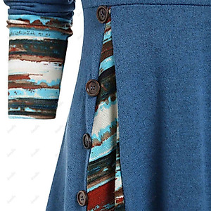 UQRZAU Winter Dresses for Women 2024, Dresses Convertible Neck Cinched Striped Flare A Line Dress Long Sleeve Wedding Guest Dress Sequin Party Dress Renaissance 2024 Dress Bodycon (L, Blue)