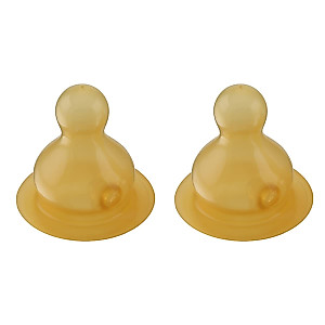 HEVEA Standard Neck Baby Glass Bottle Nipples Medium Flow: Glass Baby Bottle Nipples - Two-Pack - 100% Natural Rubber 3-24 Months