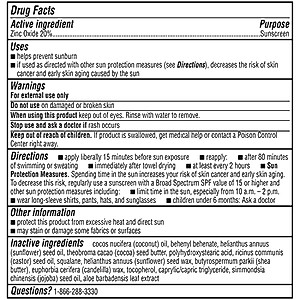 Coppertone Pure and Simple Kids Sunscreen Stick SPF 50, Zinc Oxide Mineral Sunscreen for Kids, Body and Face, 0.49 Oz Stick