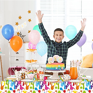 Art Party Decorations Paint Party Tablecloth Paint Party Supplies Creative Paint Theme Table Cloth Printing Art Party Table Cloth Machine Washable Tablecloth for Decor (3 Pieces)