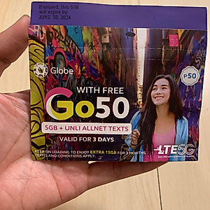Globe Sim Card Philippines LTE & 5G Philippine Simcard, Globe Local Line Use, High Speed Data Communication, Roaming, Prepaid Sim Card (5GB Data)