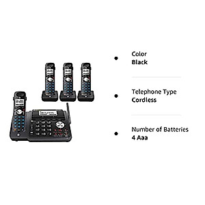 AT&T TL88102BK DECT 6.0 2-Line Expandable Cordless Phone with Answering System and Dual Caller ID/Call Waiting, 3 Handsets, Black